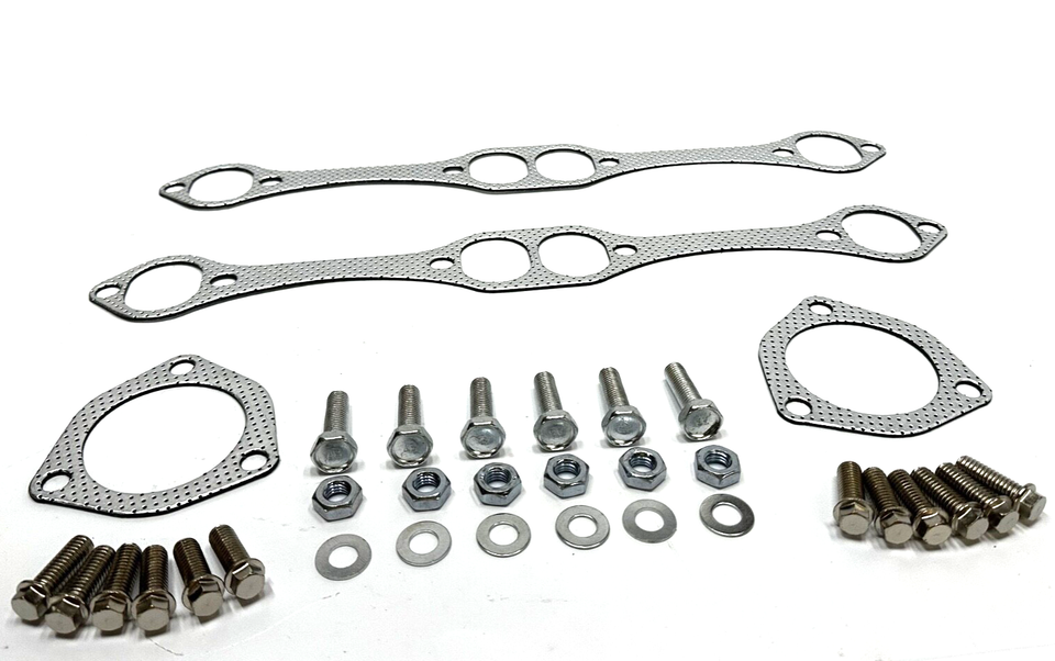 Chevy SBC 265 283 305 327 350 400 V8 1955+ up Header Gasket + Hardware ...