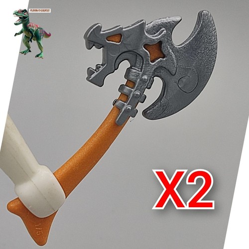 x2 Playmobil yellow ax dragon head barbarian warriors vikings weapon | eBay