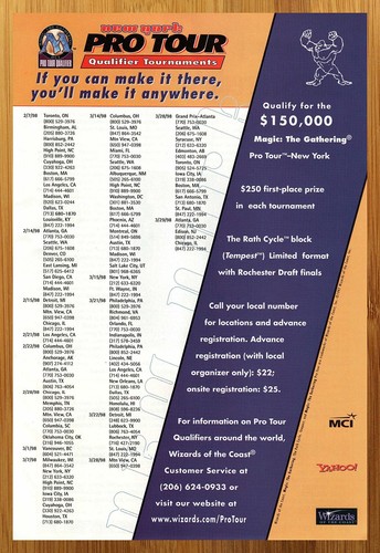 1997 Magic The Gathering Pro Tour New York Print Ad/Poster MTG TCG Card ...