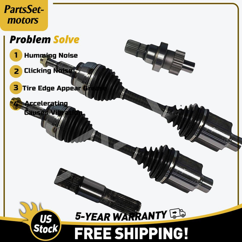 Front Pair CV Axles & Intermediate Stub Shafts for Dodge Ram 1500 4WD ...