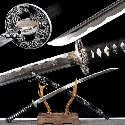 41 Inch Handmade Japanese Samurai Katana Dragon Sword T10 Steel Sharp ...