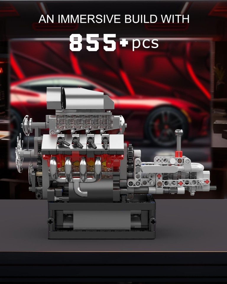 10225 V8 Engine Model Kit That Runs- Build Your Own STEM V8 Model ...