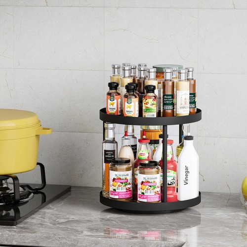 2 Tier Lazy Susan Organizer Two Tier Lazy Susan Turntable For Kitchen ...