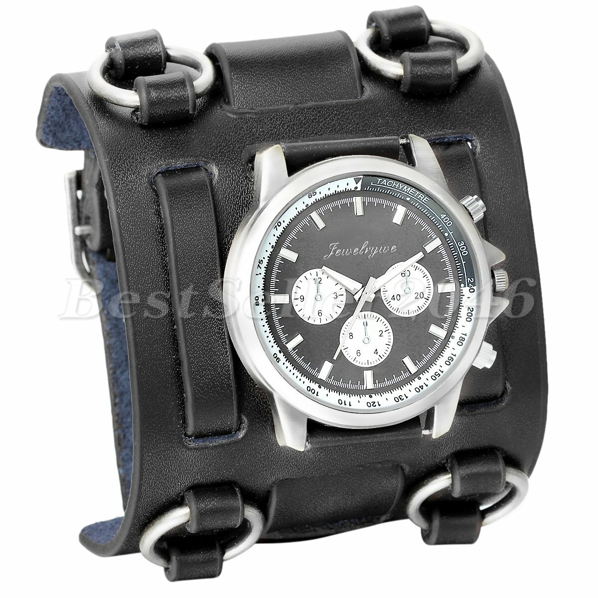 Mens Military Army Super Wide Leather Band Sports Quartz Wrist Watch ...