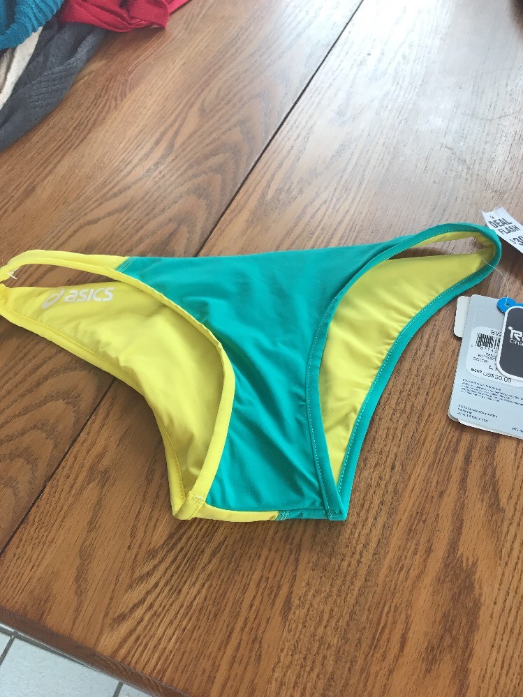 Asics Women's Reversible Kaitlyn Bikini Bottom – Teal/Lemon sz L Ships ...