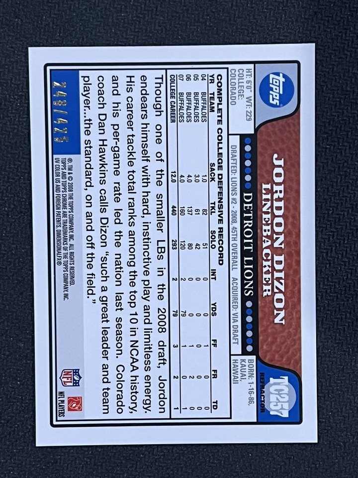 2008 Topps Chrome Copper Refractors #TC257 Jordon Dizon /425 | eBay