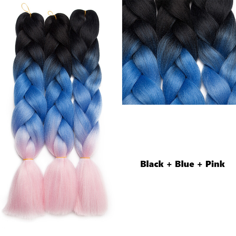 Any Color 24" Braiding Ombre Rainbow 100g Jumbo Braids Hair Extensions ...