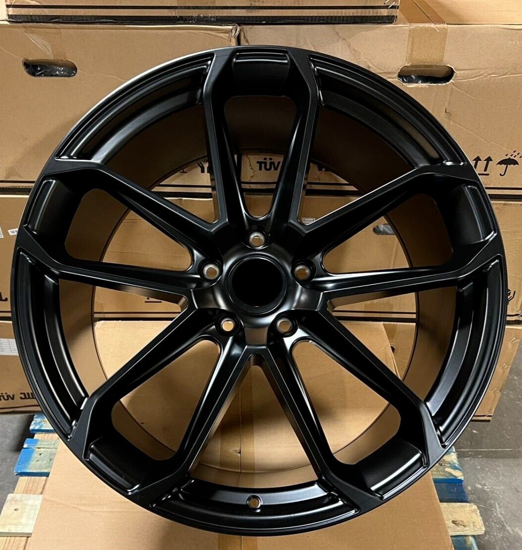 22" STAGGERED BLACK WHEELS FOR PORSCHE CAYENNE 22x10 / 22x11.5 RIMS SET ...