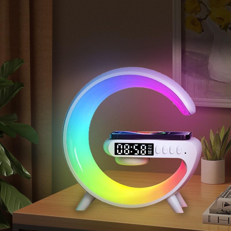 Smart LED Lamp G Bluetooth Speaker Wireless Charger RGB Alarm Clock ...