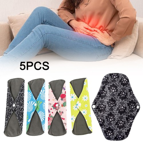 5PCS Reusable Washable Bamboo Cloth Eco Sanitary Towels Menstrual Cloth ...