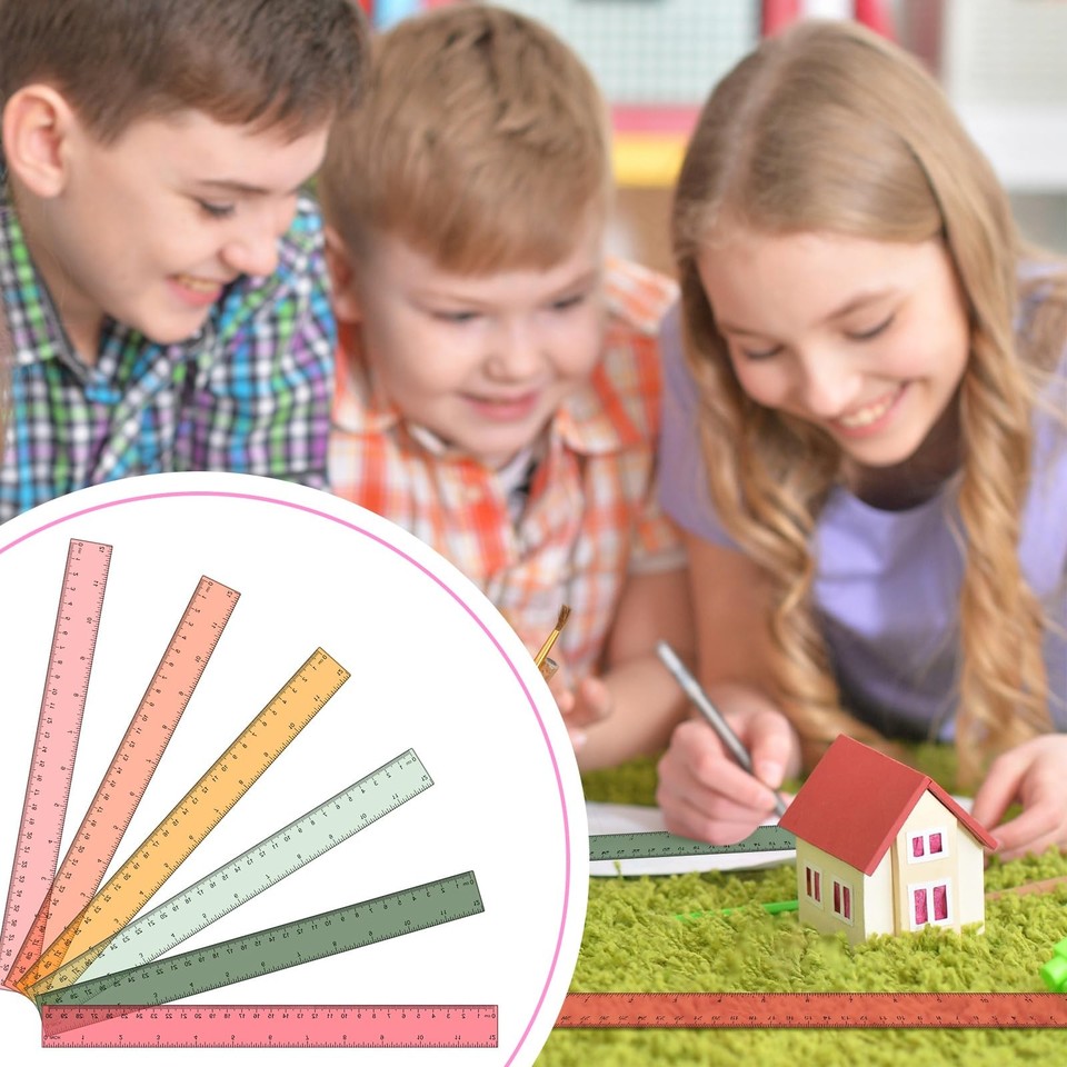 306 Pcs 12 Inch Plastic Ruler Color Transparent Colorful Metric Clear ...