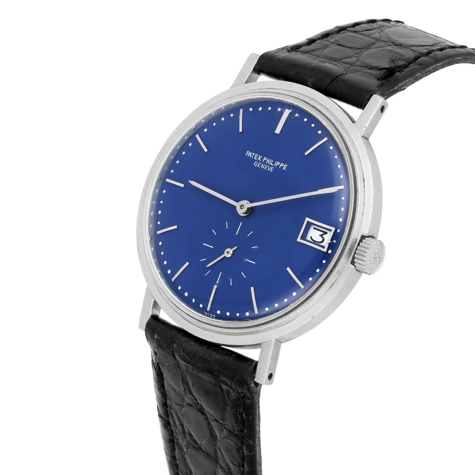 Patek Philippe Calatrava 3445G 18K White Gold Blue Dial Men's Watch | eBay
