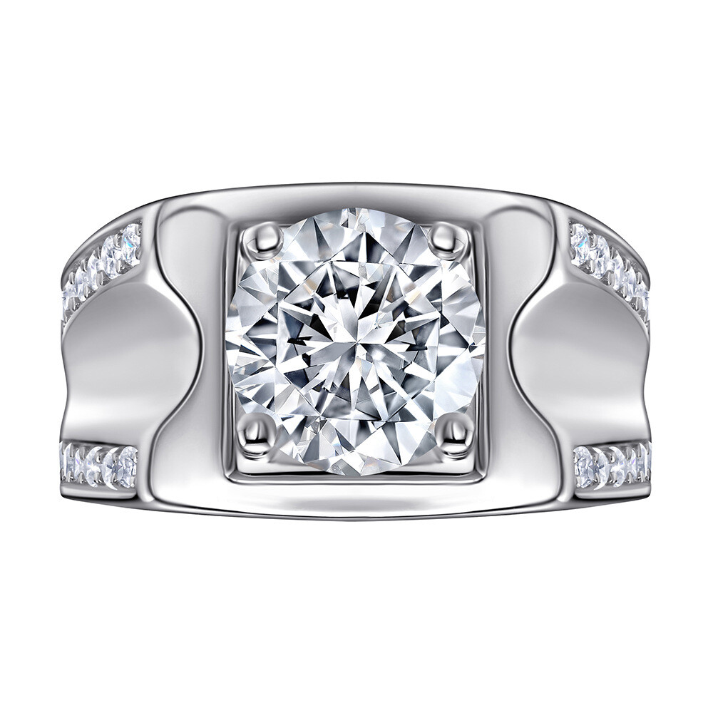 925 Sterling Silver Men Wedding Ring 9mm 3ct Big Created Mossanite ...