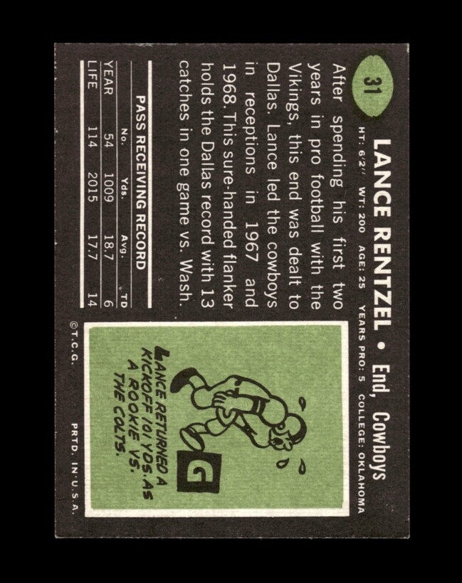 1969 Topps Set-Break # 31 Lance Rentzel NR-MINT *GMCARDS* | eBay