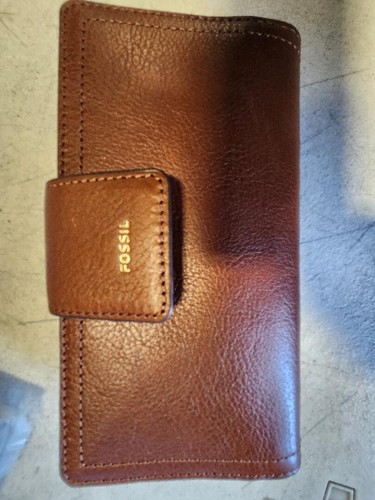 FOSSIL BROWN WALLET WITH ZIPPER AND RFID BLOCKING NEW WITH TAGS | eBay
