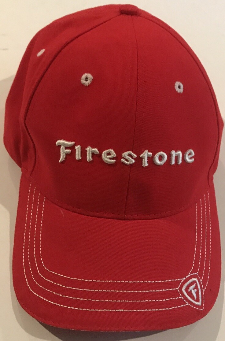 FIRESTONE American Tire Rubber Company Advertising RED ADJUSTABLE HAT ...