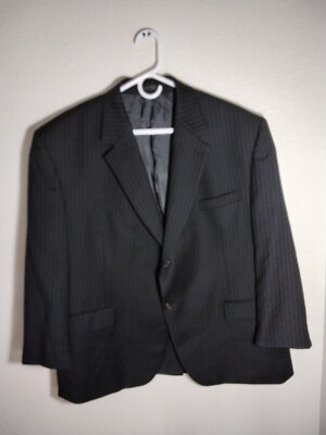 Lauren Ralph Mens Blazer Jacket Size 46S Wool Striped Dark Gray Sport ...