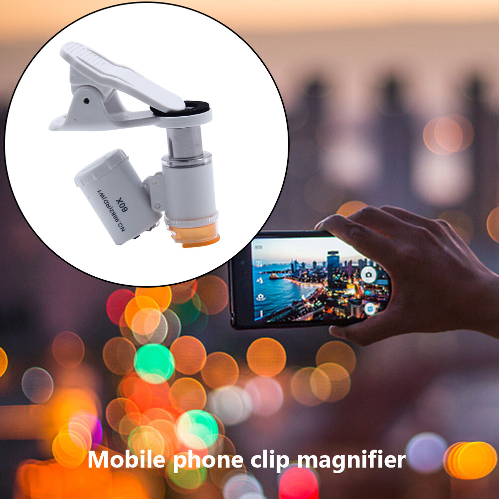 Mobile Phone Microscope 60X LED UV High Magnification Magnifier (White ...