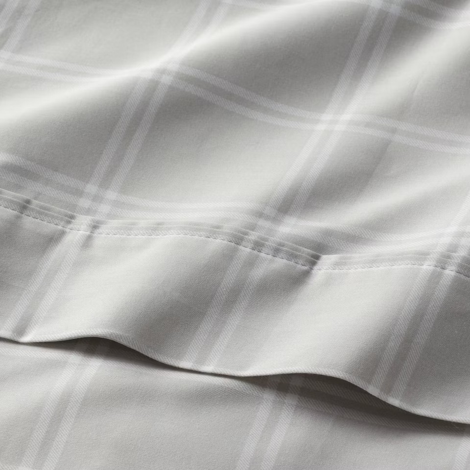 Queen 400 Thread Count Performance Sheet Set Gray Plaid - Threshold | eBay
