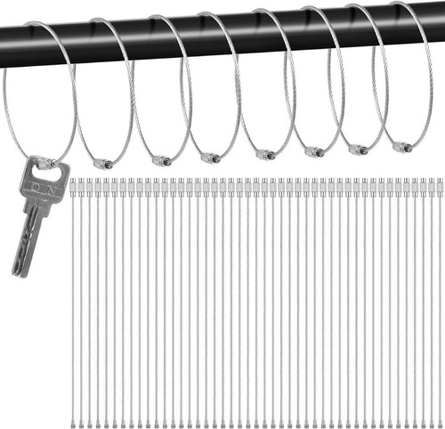 10Pcs Screw Locking Stainless Steel Wire Keychain Cable Rope Key Holder ...