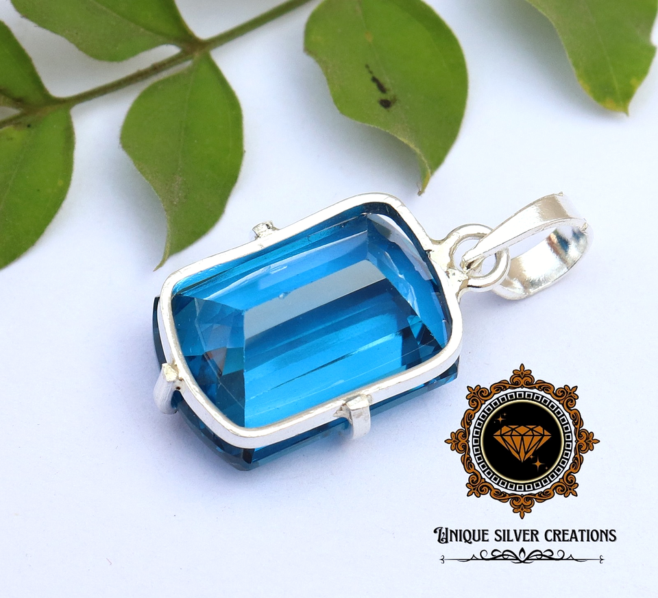 Natural Certified Santa Maria Blue Aquamarine Gemstone Pendant Solid ...