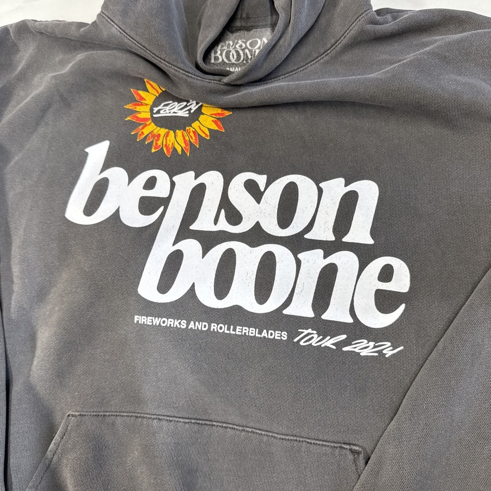 Benson Boone 2024 Tour Hoodie Fireworks And Rollerblades Gray ...