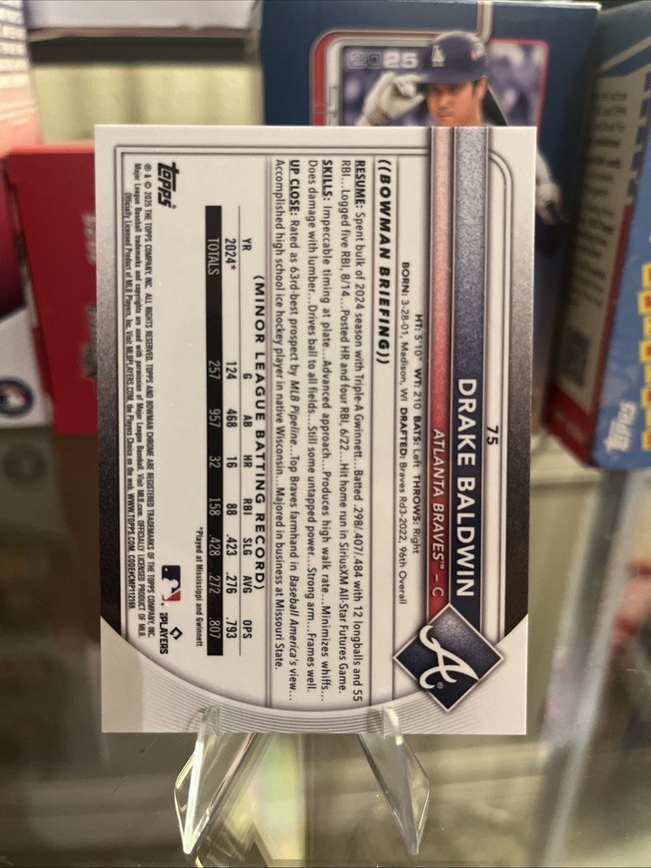 Drake Baldwin 2025 Bowman Chrome RC Rookie Image Variation #75 SP /SSP ...