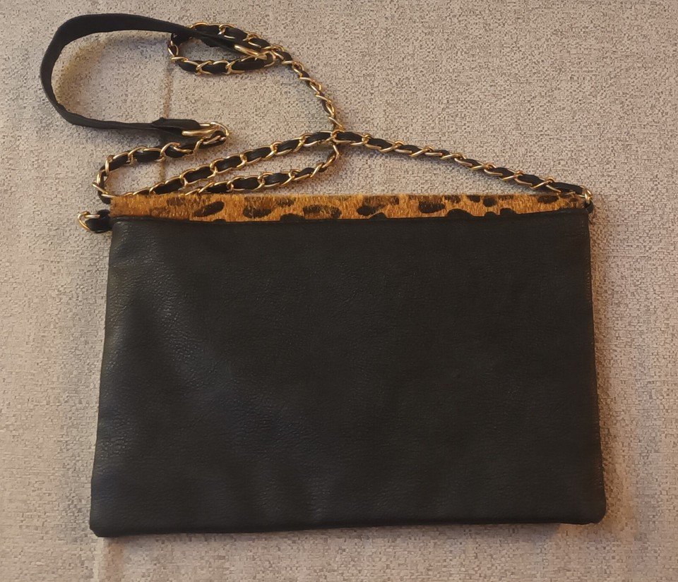 Primark/Atmosphere Furry Leopard Print/Black Cross Body Handbag | eBay