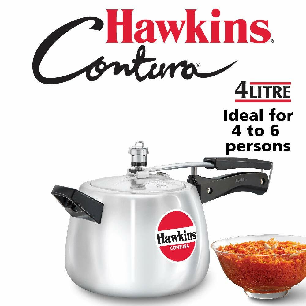 Hawkins Contura Aluminum Pressure Cooker 4 Ltr Kitchen Cookware Fast ...