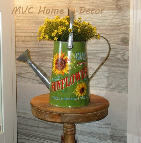 Galvanized Metal Watering Can Country Farmhouse Sunflower Water Can ...