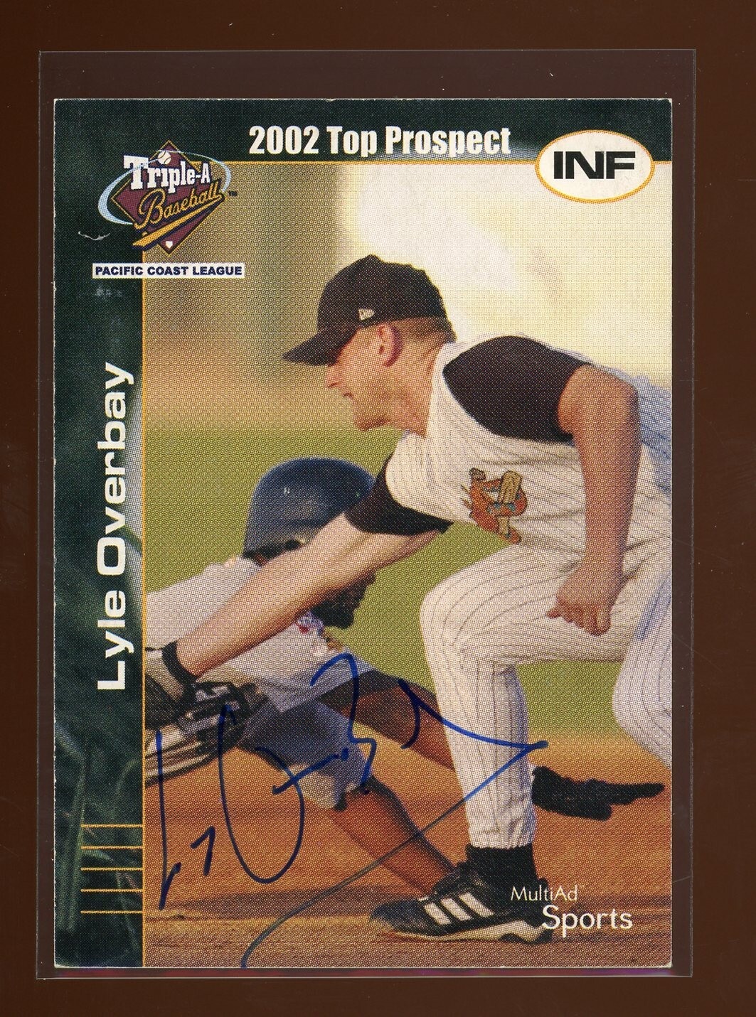 2002 Tucson Sidewinders LYLE OVERBAY Signed Card autograph auto DBACKS ...
