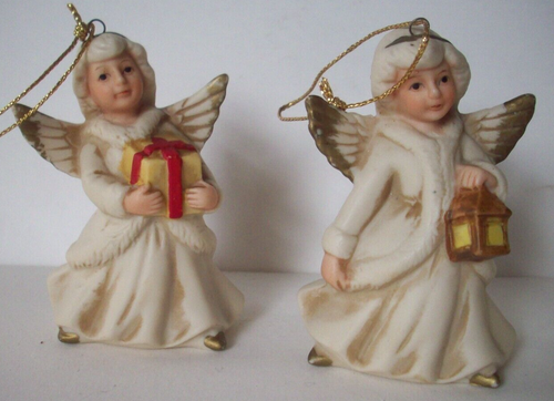 Lot of 2 porcelain Homeco Angels w lantern gift vintage Christmas ...