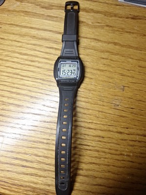 CASIO W-201 Classic Day/Date Digital Watch Black Case & Band 5.5"-8 ...