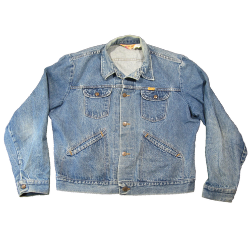 Vtg Rustler Denim Trucker Jacket Men XL Button Up USA Western 80s 90s ...