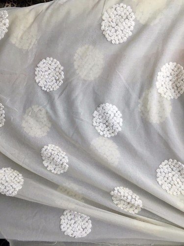 IVORY Floral Flower Rosette Poly Linen Drapery Fabric (118 in.) Sold ...