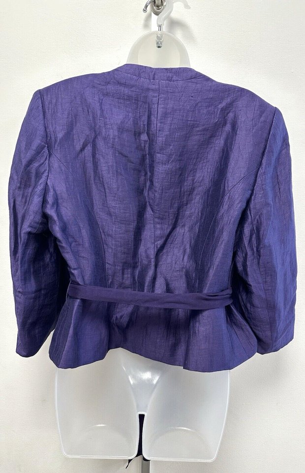 NEW Kaliko UK18 dark purple linen-blend jacket with crinkle finish and ...
