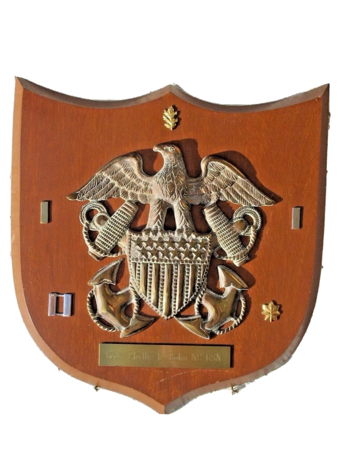 USN United States NAVY Officer Crest Wall Plaque Bronze & Wood LCDR | eBay