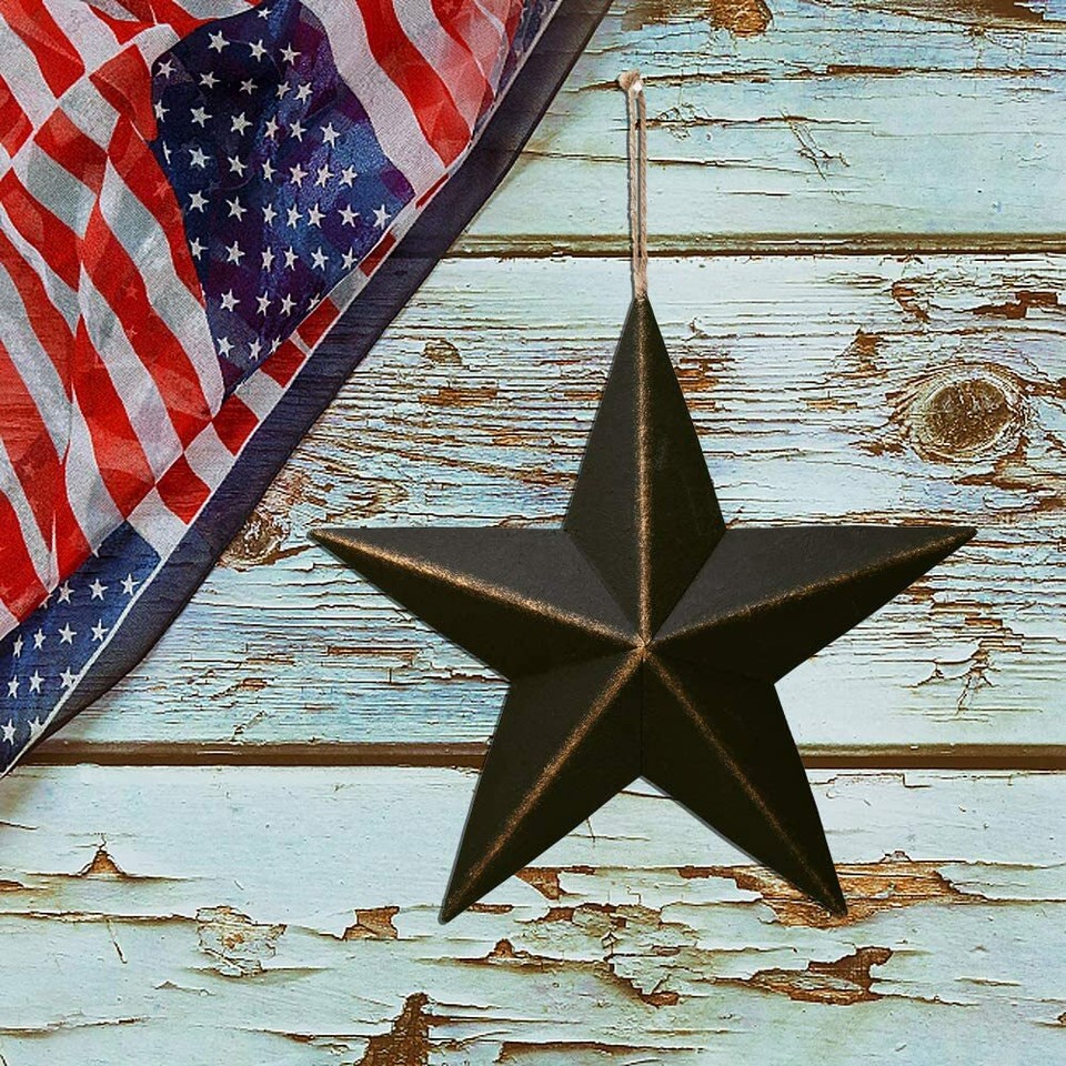 Patriotic Metal Barn Star Hanging Wall Decor Distressed Country Barn ...