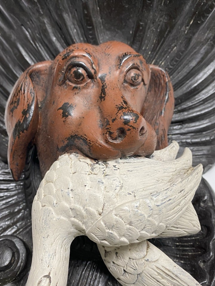 Vintage Carved Wooden Hunting Dog Head Holding Duck Wall Bracket | eBay