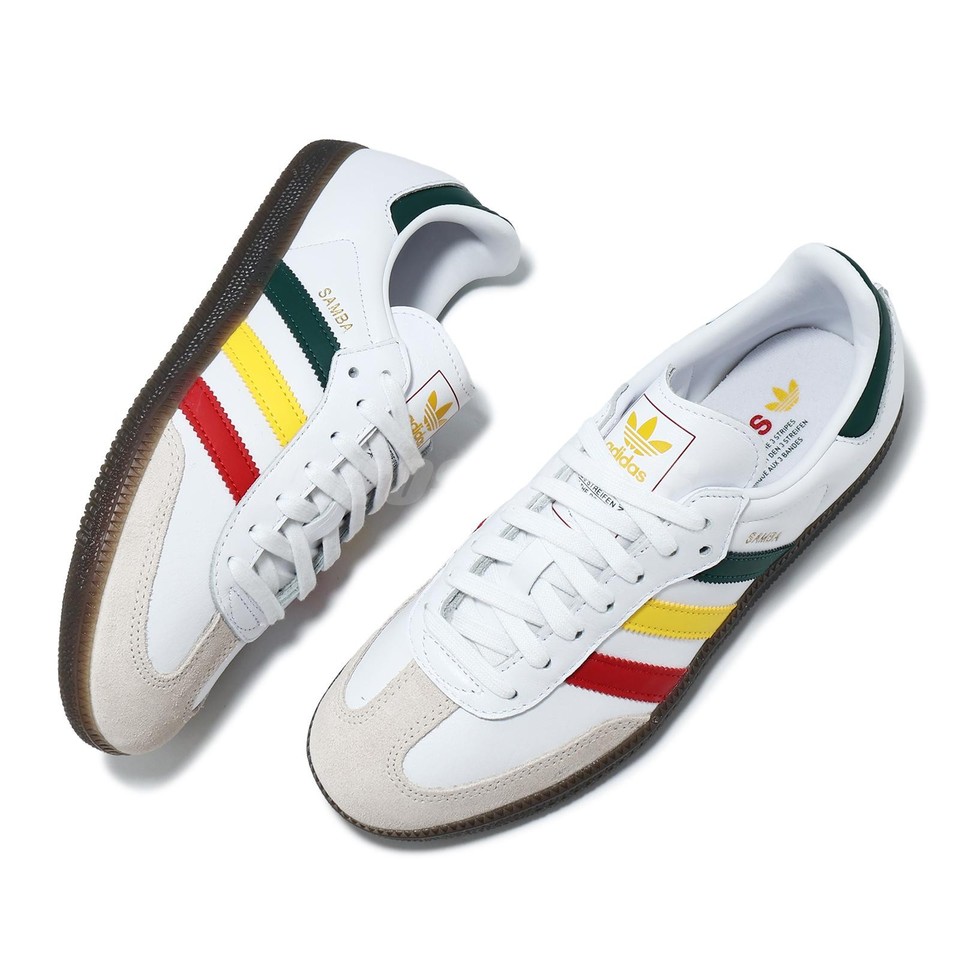 adidas Originals Samba OG Rasta White Men Unisex LifeStyle Casual Shoes ...