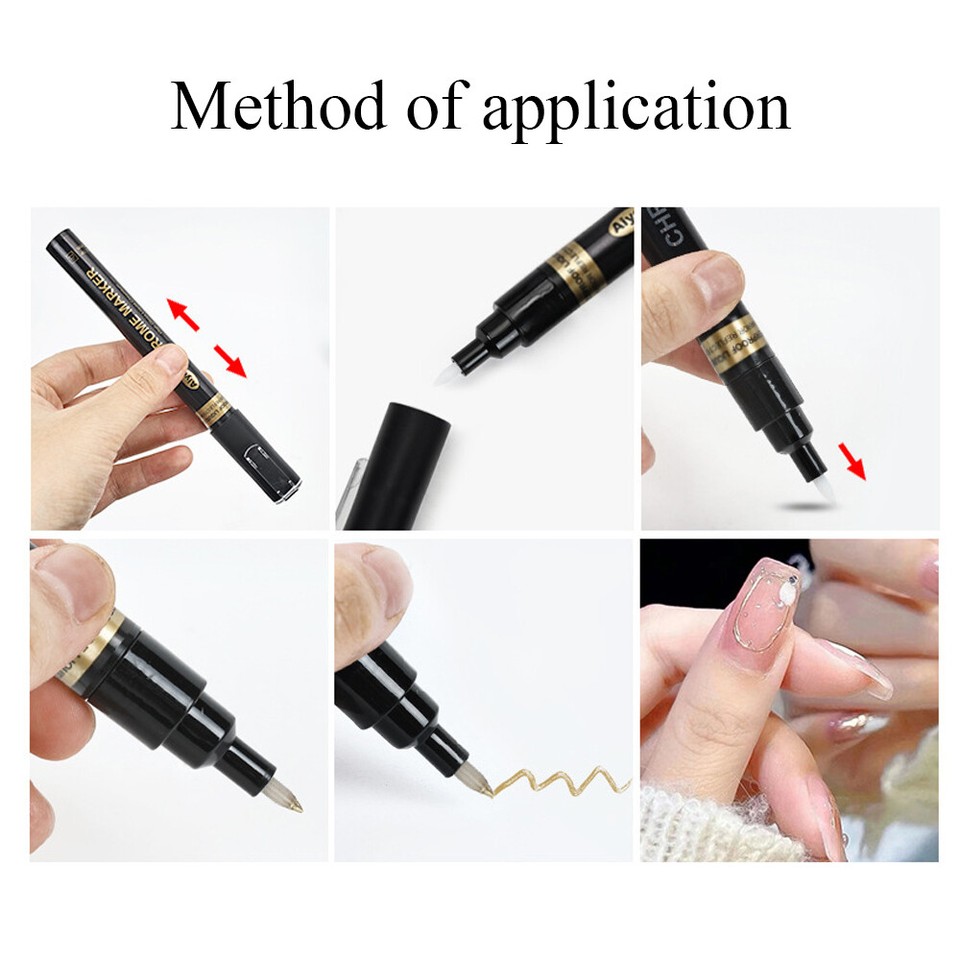 Graffiti-Stift Nagelkunst Gold-Chrom-Lackstift Metallic-Malerei Wellen ...