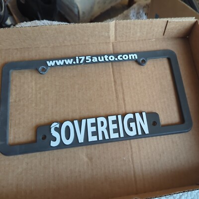 VINTAGE LICENSE PLATE frame plastic dealership Sovereign auto flint | eBay