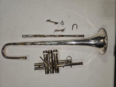 Silver Besson 10-10 Trumpet Replacement Slides Valves Finger Buttons ...
