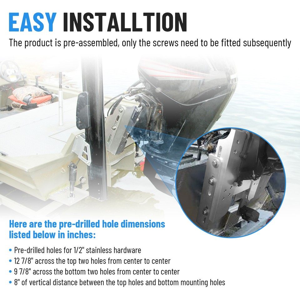 4'' Set Back Jack Plate Manual Power Lift Transom Outboard Boat ...