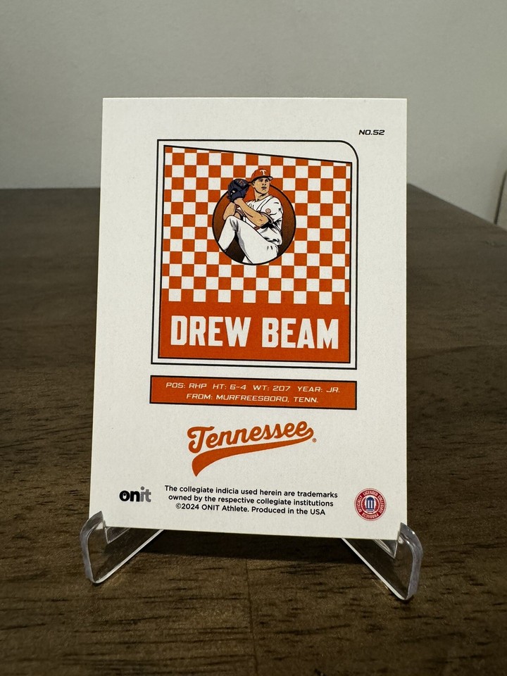 2024 Onit Tennessee Volunteers Baseball Drew Beam Icon Series #52 | eBay