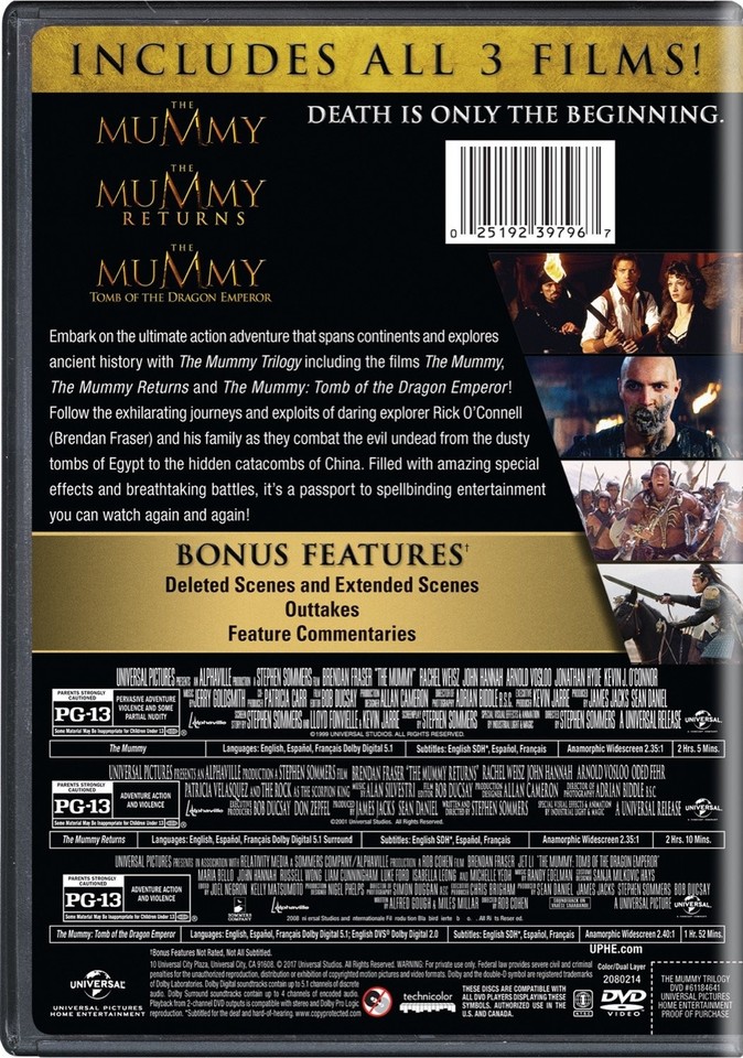 The Mummy Trilogy (DVD) Brendan Fraser Rachel Weisz Arnold Vosloo Jet ...
