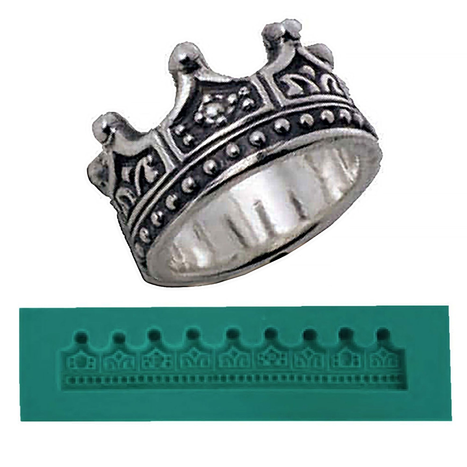 PMC Precious Metal Clay Silver Jewelry 80mmx14mm Silicone Crown Ring ...