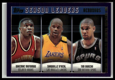2000-01 TOPPS #152 SEASON LEADERS (Dikembe Mutombo/Shaquille O'Neal/Tim ...