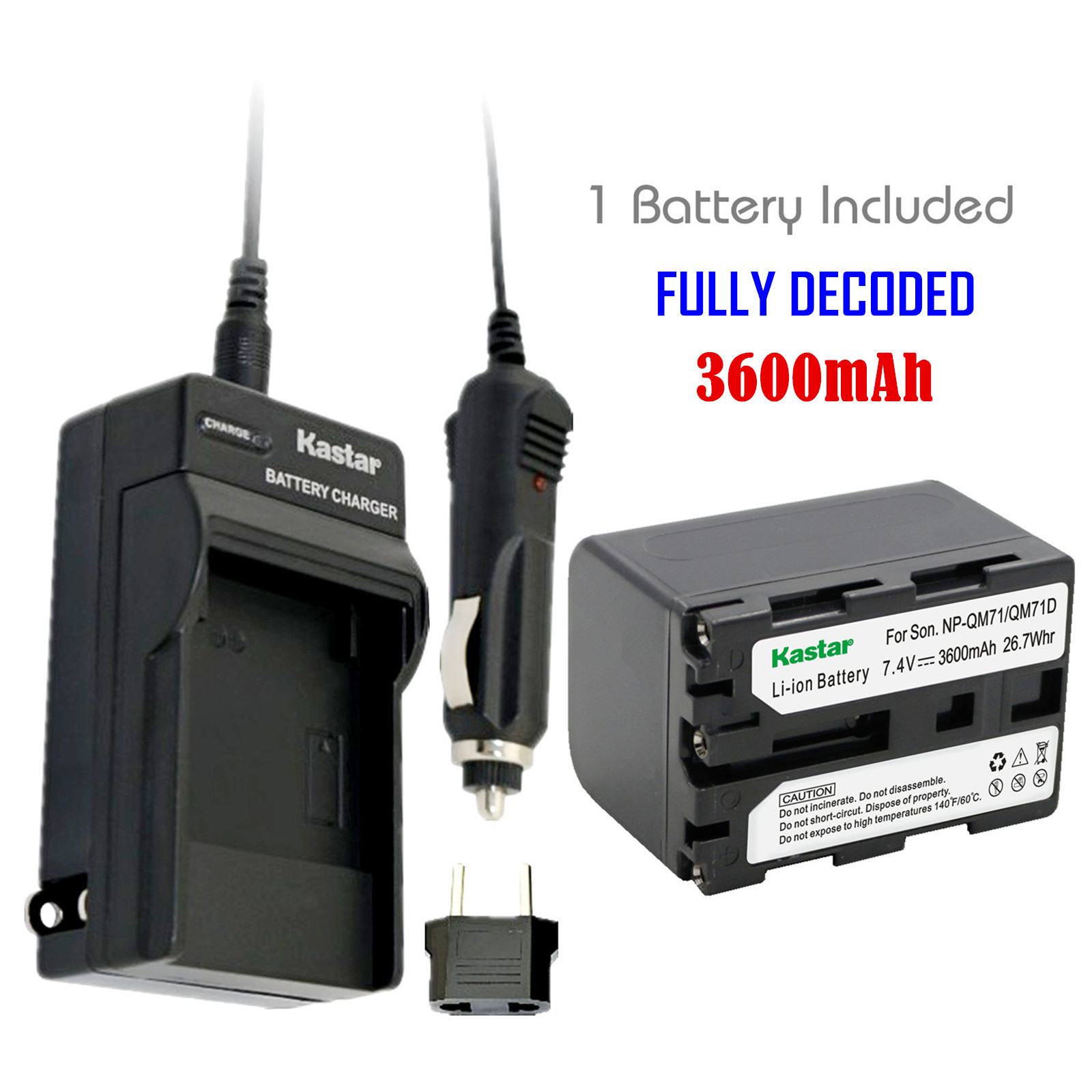 Kastar Battery Charger Sony CCD-DVD301 PC101 PC103 PC104 PC105 PC110 ...