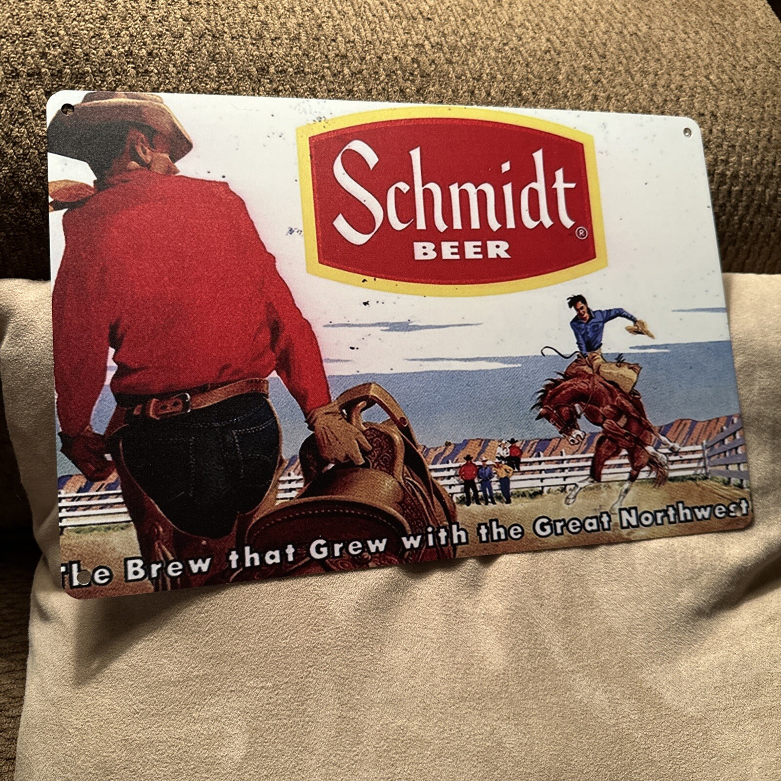 Schmidt Beer NEW Metal Sign: Rodeo/Cowboy Theme - Great Northwest! | eBay